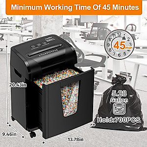 Suntiko Paper Shredder, 18-Sheet Cross Cut Level P-4, Shred Paper/Credit Card/CD, with Large Pull Out Bin，Insert Auto Jam Proof System Shredder for Home&Office