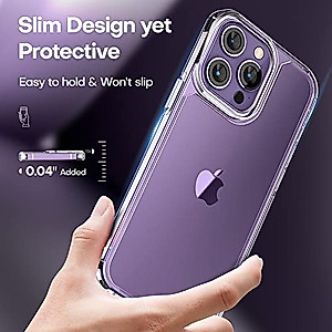 TAURI 5-in-1 for iPhone 14 Pro Case Clear, [Not Yellowing] with 2X Screen Protectors + 2X Camera Lens Protectors, [Military Grade Drop Protection] Shockproof Slim Phone Case for iPhone 14 Pro