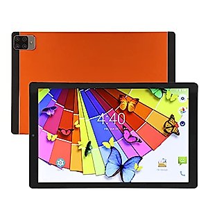PUSOKEI Android 10.0 Tablet PC,10in IPS HD Display,6GB RAM 256GB ROM,5MP 8MP Dual Camera,MTK6753 Octa Core CPU,Dual Band WiFi,Bluetooth,7000mAh,US Plug(Orange)