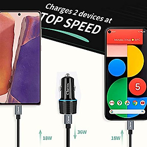 20W Dual USB C Fast Car Charger, Cluvox Type C Automobile Charger Compatible for iPhone 13/12 Pro/Max/Mini/14 Plus/11/X/XS/XR/8/Plus, Galaxy S21/S20, Pixel, iPad Pro Cigarette USB Charger Adapter