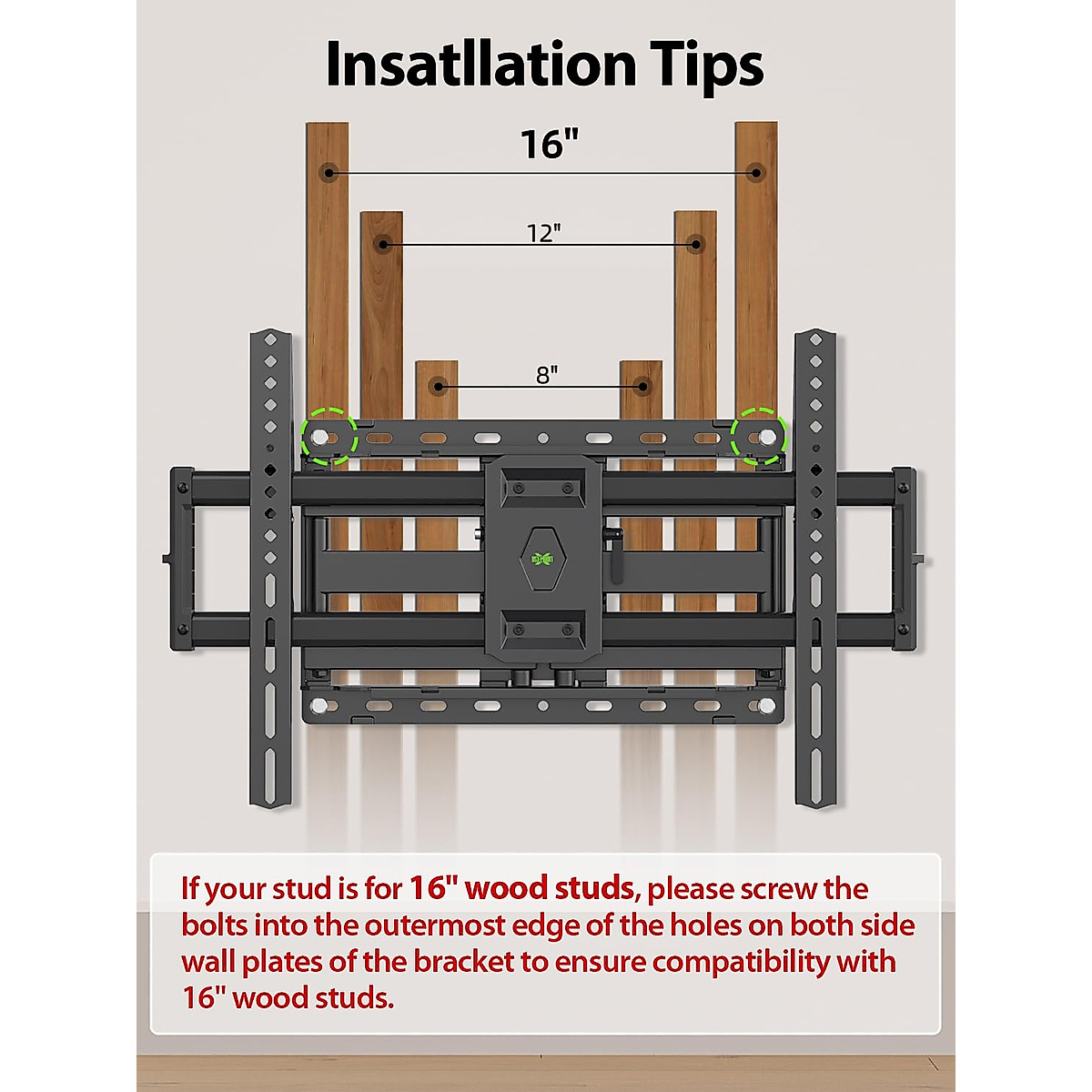 USX MOUNT Full Motion TV Wall Mount for Most 47-84 inch Flat Screen/LED/4K TV, TV Mount Bracket Dual Swivel Articulating Tilt 6 Arms, Max VESA 600x400mm, Holds up to 132lbs, Fits 8” 12” 16" Wood Studs