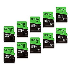 KEXIN 32GB Micro SD Card 32 GB Class 10 Ultra Micro SDHC UHS-I Bulk Memory Card C10, U1, 10 Pack Bulk Micro SD Card