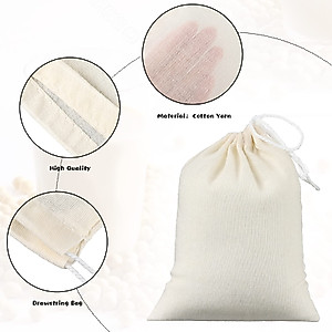 100 Pieces Cheesecloth Bags for Straining Reusable Tea Filter Bags Muslin Bags Cold Brew Bags Milk Tea Filter Strainer Cheese Clothes Cheese Cloth Bags for Office Kitchen Cooking (3 x 4 Inch)