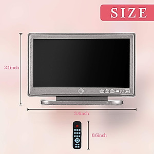 Skylety 2 Pieces 1:12 Miniature TV Television with Remote Control Dollhouse Television Dollhouse Mini Furniture Model Dollhouse Decoration Accessories