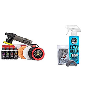 Chemical Guys BUF_503X TORQX Random Orbital Polisher, Pads, Polishes & Compounds Kit - 9 Items & Cly_KIT_2 Medium Duty Clay Bar and Luber Synthetic Lubricant Kit,16 oz, 2 Items, Gray