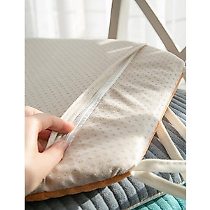 Happiness Decoration Chenille Chair Cushions for Dining Chairs 4 Pack Chair Pads with Ties Soft Non Slip Rubber Back Seat Cushions Machine Washable U Shape Chair Pads,17" x 15.7" (Grey, 4)