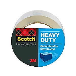 Scotch Heavy Duty Packaging Tape, 1.88" x 65.6 yd, Designed for Packing, Shipping and Mailing, Strong Seal on All Box Types, 3" Core, Clear, 1 Roll (3850-60)
