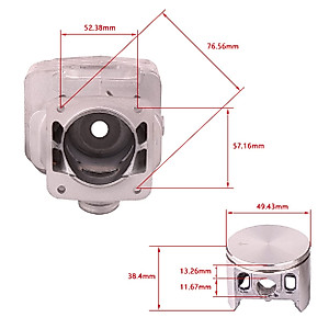 hhseyewell 50mm Cylinder Piston Kit for Makita Power Cutter Saw DPC7300 DPC7301 DPC7310 DPC7311 DPC7320 DPC7321 DPC7331 SC-7312XL Chainsaw