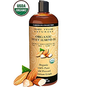Mary Tylor Naturals Cold Pressed, Premium Grade, 100% Pure USDA Organic Sweet Almond Oil Large, 16 oz
