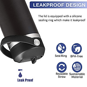 Straw lid for Yeti Rambler Water Bottle 18 26 36 64 oz, Replacement Cap Straw Cap for RTIC 18oz 26oz 36oz, Lid with Straw and Brush and Flexible Handle ﻿