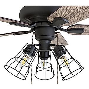 Prominence Home Madison County, 42 Inch Industrial Style LED Ceiling Fan with Light, Pull Chain, Three Mounting Options, Modern Dual Finish Blades, Reversible Motor - 50588-01 ( Bronze)