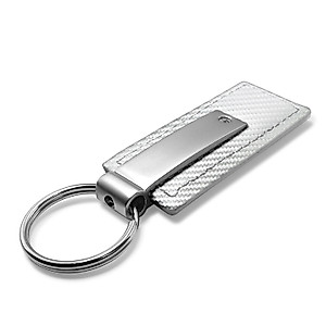 Au-TOMOTIVE GOLD Carbon Fiber Rectangular Leather Key Chain for Honda (White)