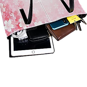 Large Leather Handbags for Women Cherry Japanese paper New Year's card background Top Handle Shoulder Satchel Hobo Bag