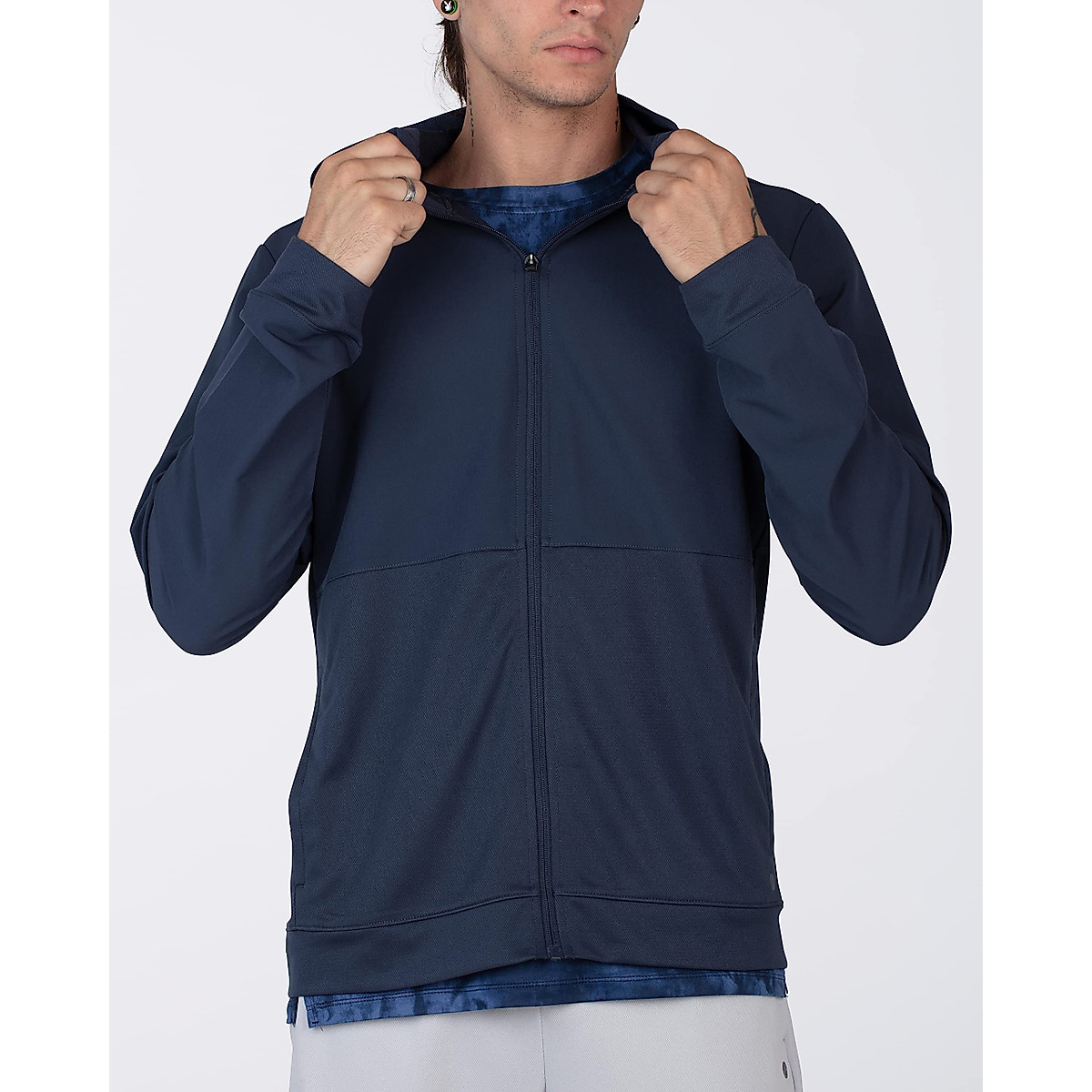 Apana Mens Jacket Zip Up Yoga Workout Training Athletic Woven Lightweight Sweatshirt Windbreaker Jacket With Pockets (Slate, Large)