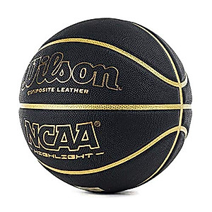 WILSON Men's NCAA Highlight Basketball, Black/Gold, Official