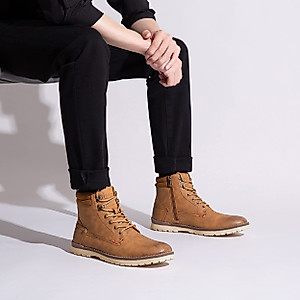 Vostey Men's Chukka Boots Motorcycle Casual Hiking Boot for Men(BMY671B yellow brown 10.5)