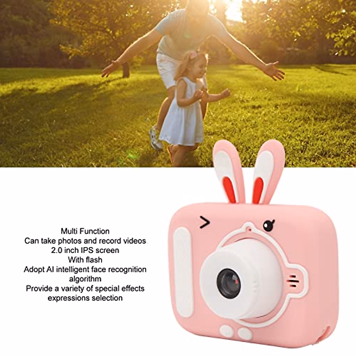 Pomya Kids Digital Camera, Toddler Girls Toy Camera, Children Selfie Camera 2.0 Inch IPS Screen, Mini Kids Camcorder Video Recorder with 1080P Video, for Birthday Gifts (Pink)