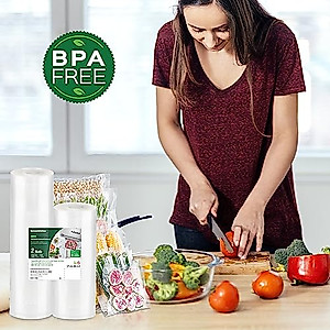 Bonsenkitchen Vacuum Food Sealer Rolls Bags, 2 Packs 8 in x 20 ft Storage Bags, BPA Free, Durable Commercial Customized Size Food Bags for Food Storage and Sous Vide Cooking