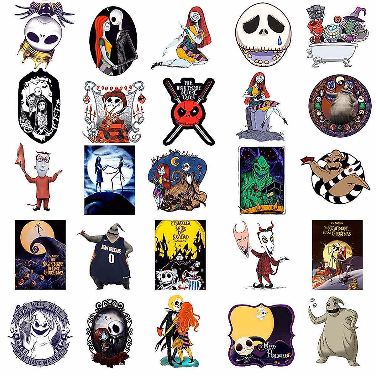The Nightmare Before Christmas Thriller Horror Style Toy Stickers (50 PCS) Funny Tim Burton's Stickers for Teens, Girls, Kids - Halloween Theme Stickers for Waterbottles,Laptop,Phone (Halloween)
