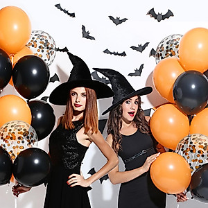 Halloween Balloons Black Orange Balloons, 60Pcs 12inch Latex Orange Black Balloon and Confetti Balloon for Halloween Birthday Party Decorations Anniversary Graduation Decoration