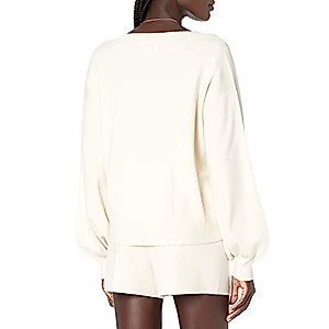 The Drop Women's Mia Bell Sleeve Deep V Neck Supersoft Sweater Whisper White , S