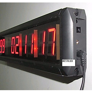 BESTLED Red Days Countdown Clock 10 Digits Count up 10000 Days Hours Minutes Seconds LED Large Digital Countdown Clock IR Remote Control Aluminum Case