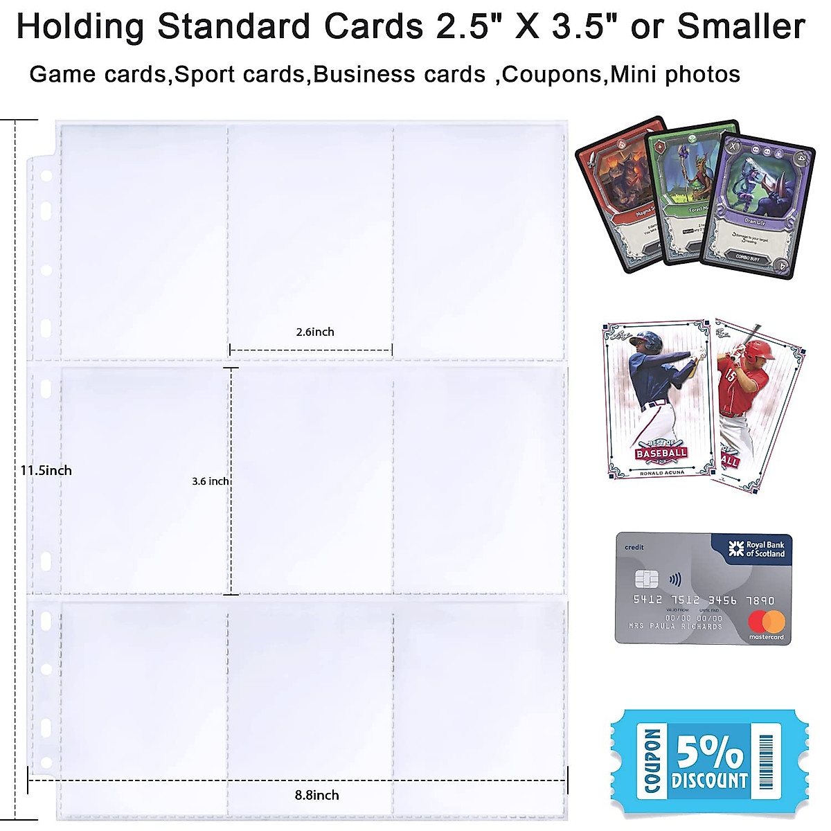 30 Pack A5 Mini 3 Ring Binder Photo Sleeves (15 Pack)