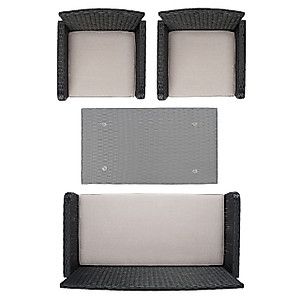 SAFAVIEH Outdoor Collection PAT7505 Conversation Set, Black/Light Grey