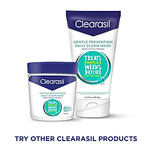 Acne Treatment Facial Cleansing Pads- Clearasil Gentle Prevention Daily Clean Pads with Salicylic Acid Acne Medication, 90 Count (Pack of 3)