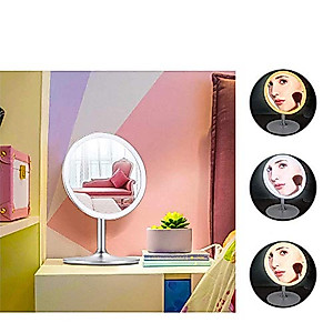 KXA Lighted Makeup Mirror, 21 LED Cosmetic Mirror Touch Screen Dimming 360° Rotation with Stand Charging Vanity Mirror USB Charging with Lithium Battery