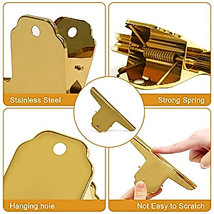 Large Bull Paper Clips Gold, Coideal 3 Pcs 145mm Big Metal File Binder Clip Clamps for Office, Food Bags (5 7/10 Inch)