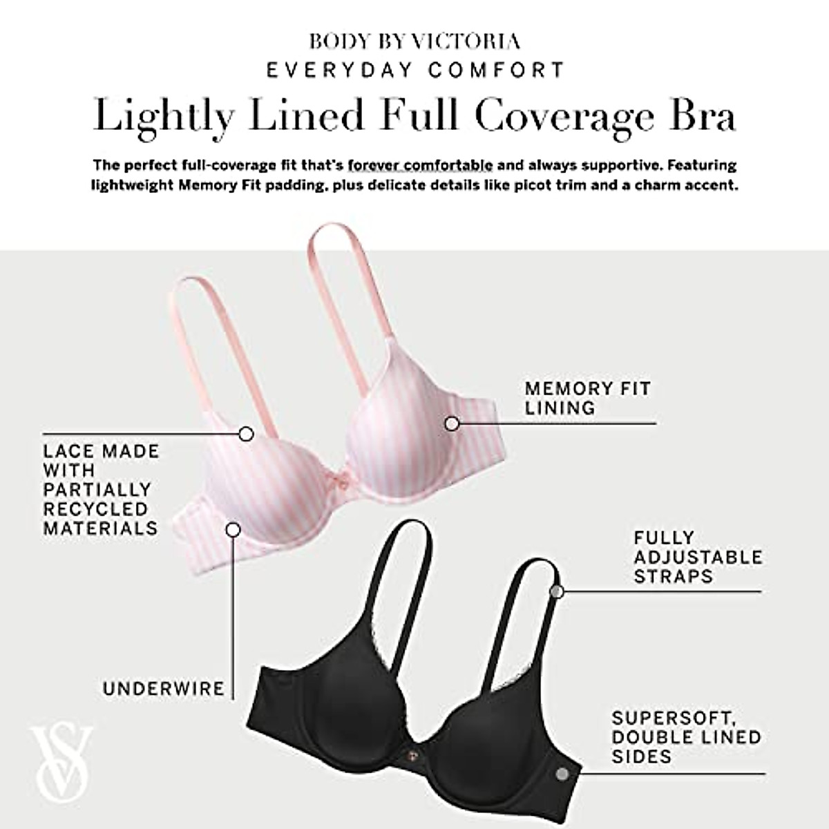 Victoria's Secret Perfect Coverage T Shirt Bra, Full Coverage, Lightly Lined, Adjustable Straps, Bras for Women, Body by Victoria Collection, Beige (38DD)