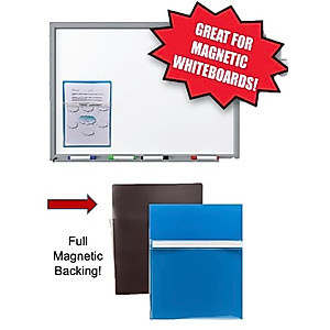 Charles Leonard Magnetic Pockets 26400, Holds up to 2.5 Pounds, 4-Pack, Assorted Colors, 4 Pack