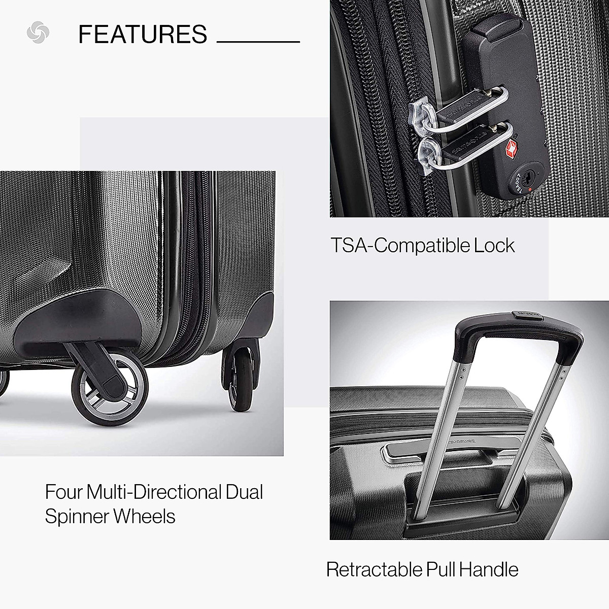 Samsonite Winfield 3 DLX Hardside Expandable Luggage with Spinners, Checked-Medium 25-Inch, Graphite Grey