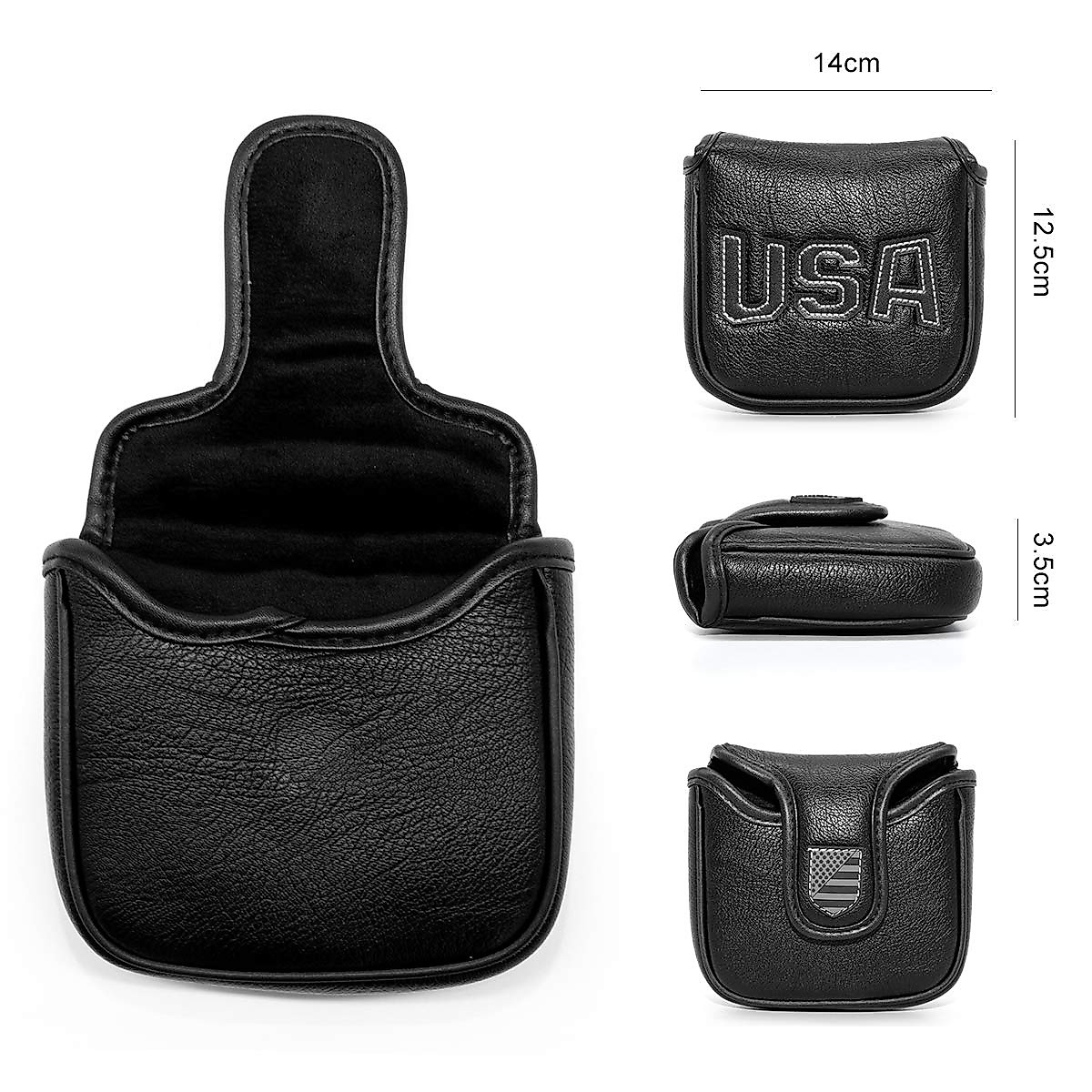 Golf Putter Cover, Putter Headcovers Golf Club Head Covers Putter Headcover for Blade Leather Golf Mallet Putter Head Covers with Magnetic for All Brands USA Style