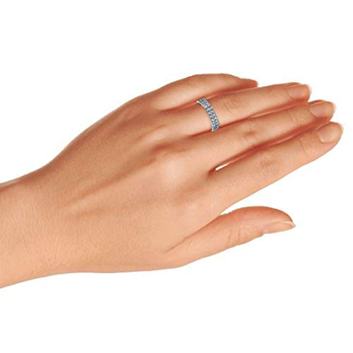 Bling Jewelry Micro Pave Cubic Zirconia AAA CZ Stackable Anniversary Wedding Band Ring For Women .925 Sterling Silver 3MM