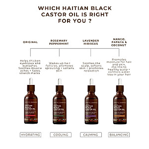 Kreyol Essence - Rosemary Peppermint Haitian Black Castor Oil for Skin and Hair, 2 Oz Glass Bottle - Rosemary Oil, Organic, hexane Free, Natural Humectant, Hair Growth.