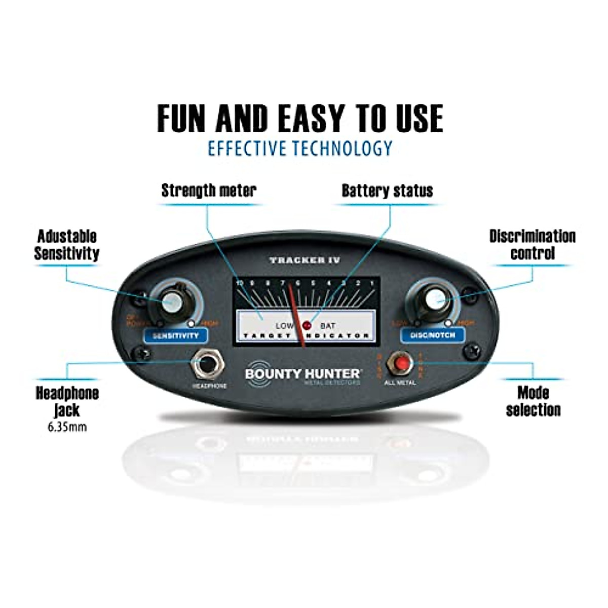 Bounty Hunter TK4 Tracker IV Metal Detector with 8-inch Waterproof Coil