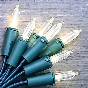JinBest 100 LED Warm White Green Wire String Lights, UL Certified and Commercial Mini Light Set, for Indoor Outdoor Party, Patio, Trees.