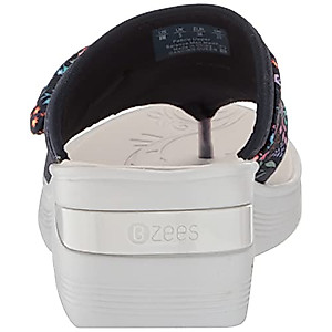 BZees Women's Dancing Queen Wedge Sandal, Navy Ditsy Floral Print, 8