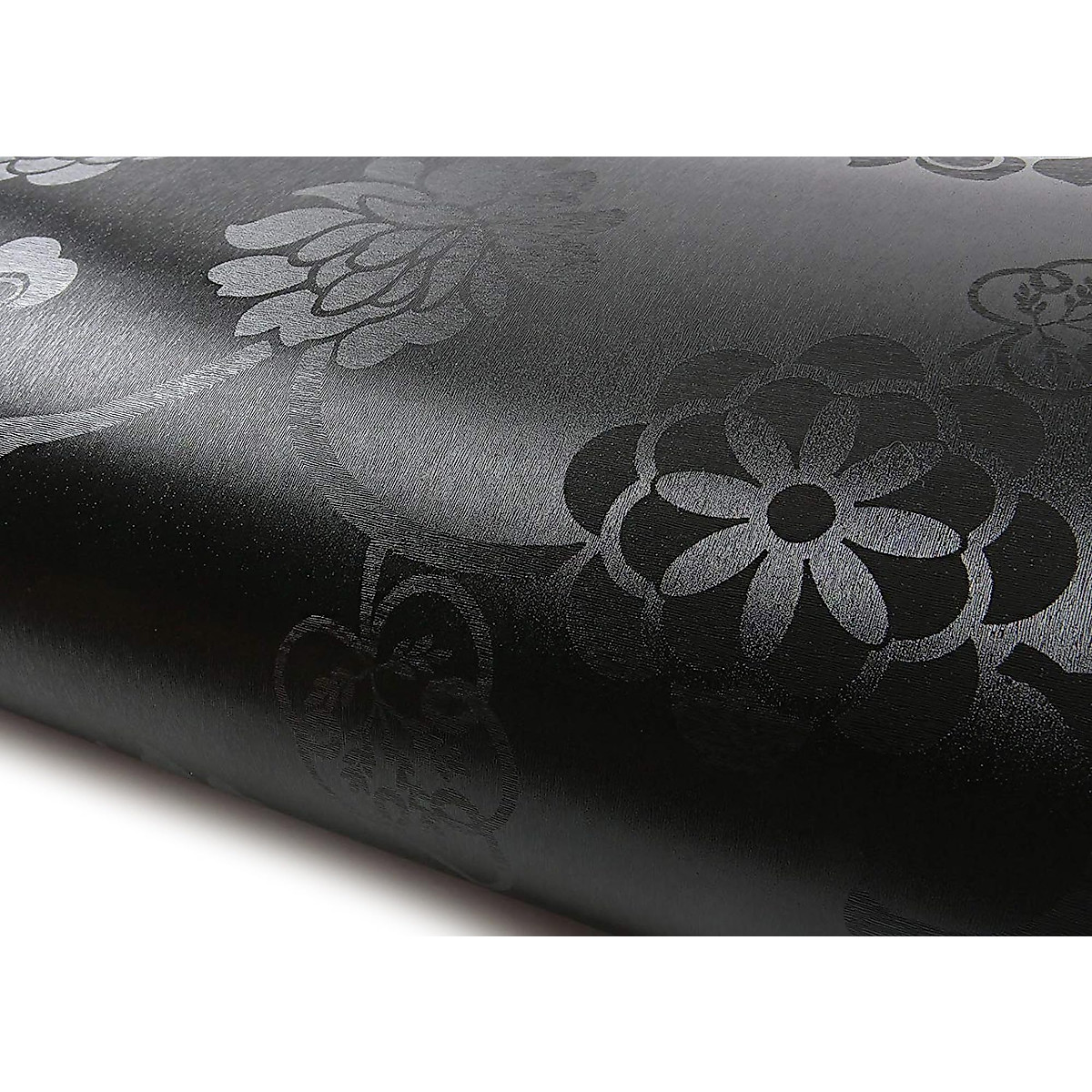 Peel and Stick Flame Retardation PVC Instant Floral Decorative Self-Adhesive Film Countertop Backsplash Grace Black Pearl (MF5154-6 : 2.00 Feet X 6.56 Feet)