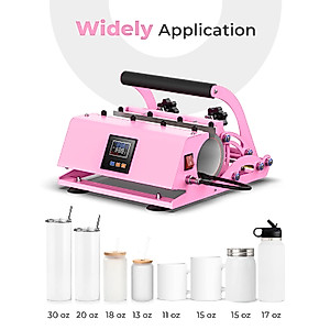 Pro 30 OZ Tumbler Heat Press Machine, Findcolor Mug Press for 11 OZ 15 OZ 16 OZ 20 OZ 30 OZ Straight Skinny Sublimation Tumblers, Cup Heat Press DIY Sublimation 30OZ Tumbler Press (Pink)