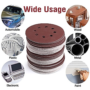 LotFancy Sanding Disc 5 Inch 8 Hole, 120PCS - 1000 1200 1500 2000 2500 3000 Grit Assorted, Random Orbital Sander Pads, Hook and Loop Sandpaper