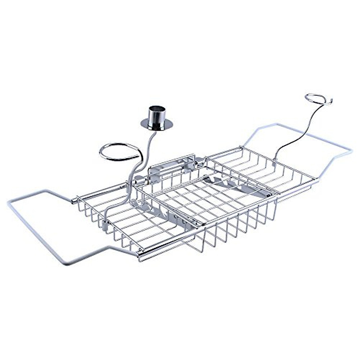 Yontree Bathtub Tray Caddy Stainless Steel Expandable with Bathroom Wine Glass Racks Reading Holder (24-33) x3.3x7.9 Inches
