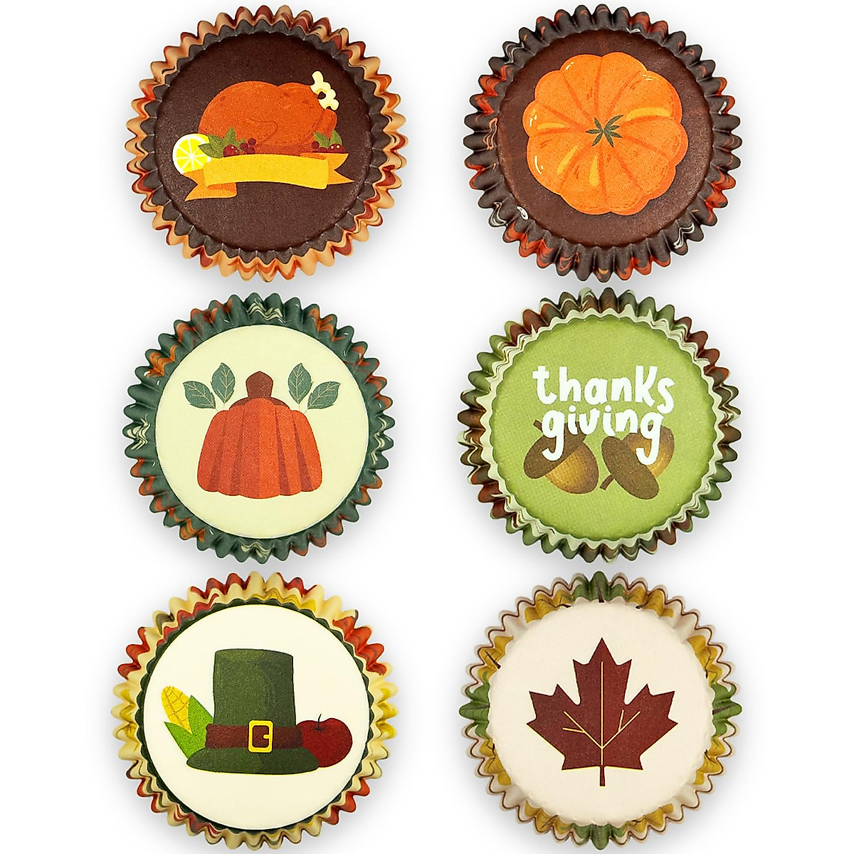 qiqee Thanksgiving Day Standard Cupcake Liners Cupcake Cups 300-Count Food Grade Gradient Design Cupcake Papers Baking Cups Cupcake Wrappers for Thanksgiving Day(Standard Size)