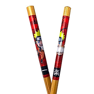 JUST FUNKY Naruto Shippuden Chopsticks Set of 2 - Official Chibi Naruto Collectible Chopsticks - Includes 2 Matching Sets of Bamboo Chopsticks - 8.85 Inches Long Anime Chopsticks