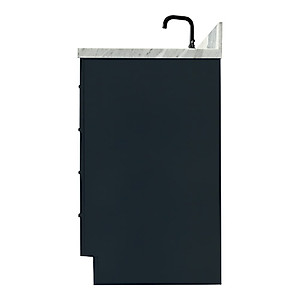 ARIEL Bathroom Vanity 61" Midnight Blue, 1.5" Edge Italian Carrara Marble Countertop & Splash, Oval Sink, 2 Soft Closing Doors, 9 Full Extension Dovetail Drawers, Toe Kick, Matte Black