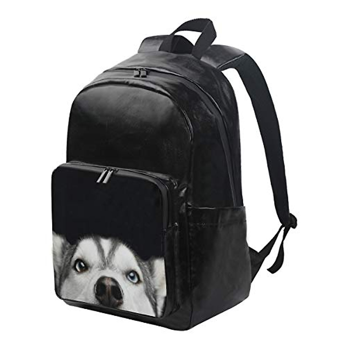 ALAZA Husky Dog Face Fun Large Canvas Backpack Water Resistant Laptop Bag Travel School Bags with Multiple Pockets for Men Women College