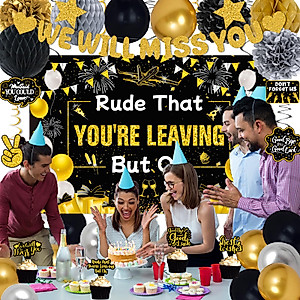 Farewell Party Decorations Men Women, Rude That You're Leaving But OK Black Gold, We Will Miss You Banner Party Decoration Coworker Going Away Retirement Party Farewell Goodbye Job Change Party Decor