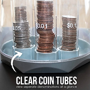Digital Coin Counter Automatic Coin Sorter - 2020 Version - Digitally Keeps Count of and Automatically Sorts U.S. Coins into Individual Tubes with 20 Coin Wrappers Included
